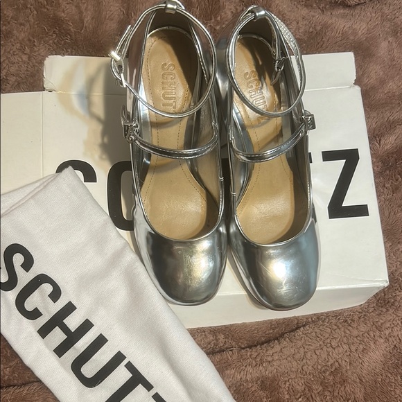 SCHUTZ | Shoes | Schutz Shiny Silver Mary Jane Shoes | Poshmark